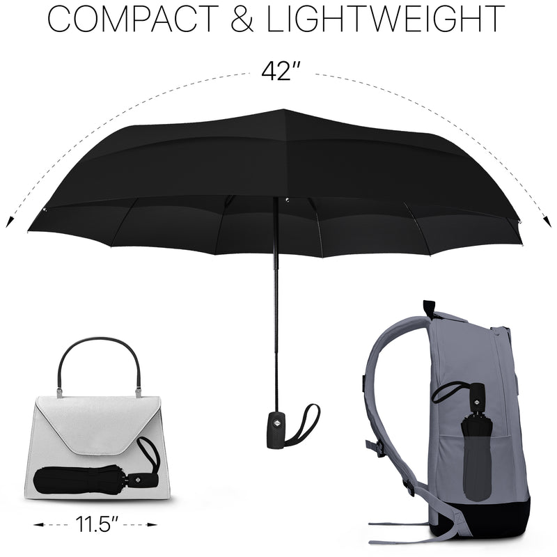 Windproof Travel Umbrella - Compact, Durable, Automatic - Repel Umbrella